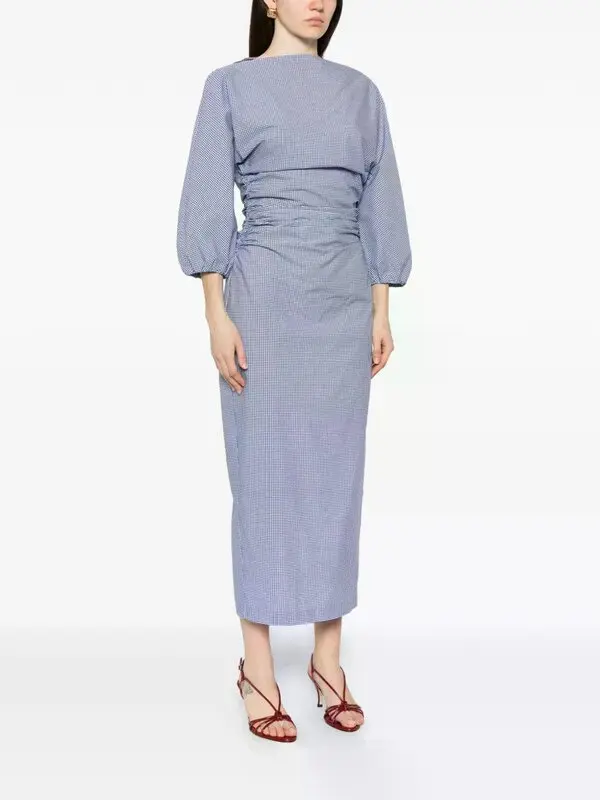 Bernadette Ezra Gingham-check Ruched Mini Dress
