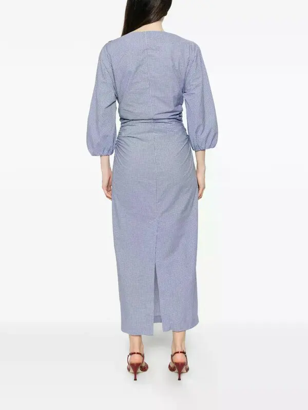 Bernadette Ezra Gingham-check Ruched Mini Dress