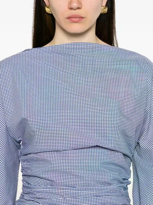 Bernadette Ezra Gingham-check Ruched Mini Dress
