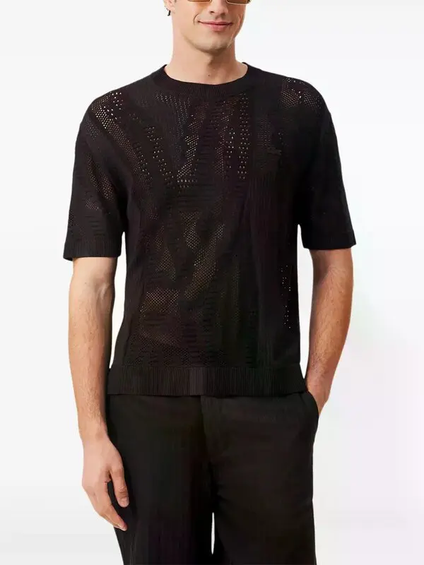 Lacoste Open-knit Short-sleeve Sweater