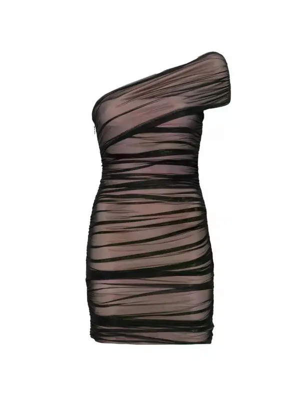 Herve Leger Oralie Ruched One-shoulder Mini Dress - Black