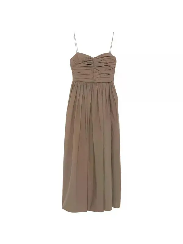 Matteau Gathered Bodice Dress - Brown