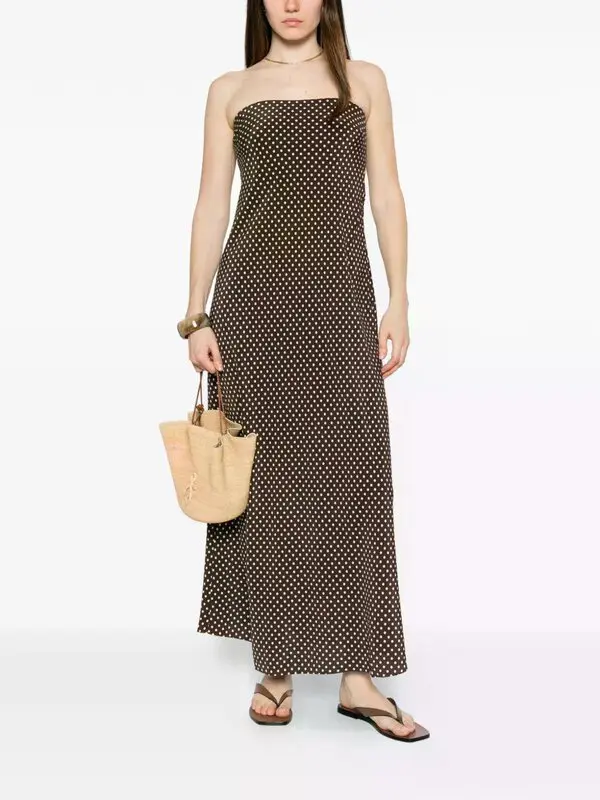 Matteau Bias Polka-dot Strapless Maxi Dress