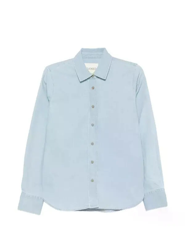Closed Long-sleeve Button-down Shirt - Blue