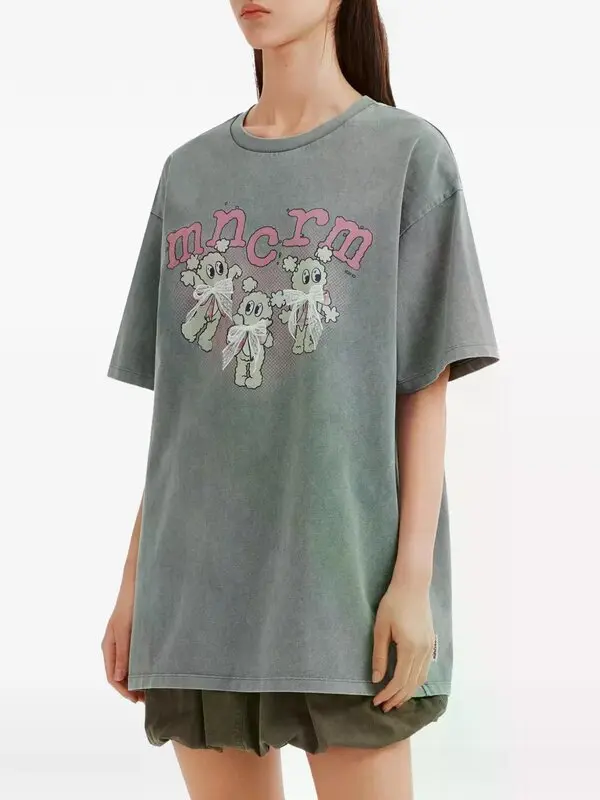 MINI CREAM Bow-detail Graphic-print T-shirt