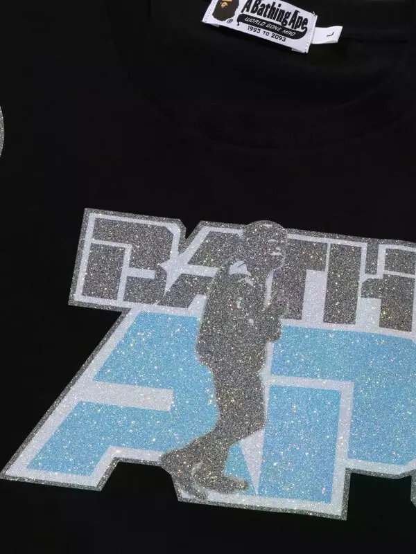 A BATHING APE Glitter-effect Logo-patch T-shirt