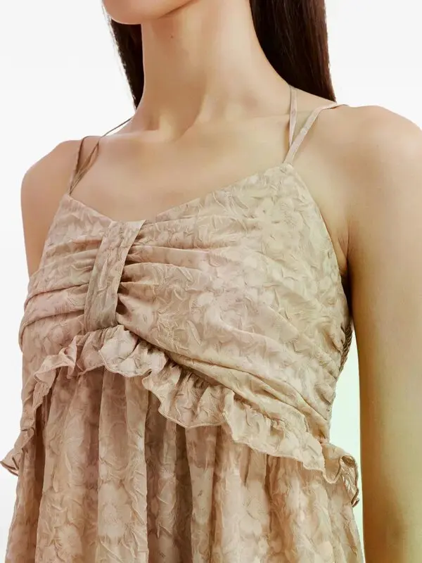 B+AB Floral-jacquard Ruffled Midi Dress - Neutrals