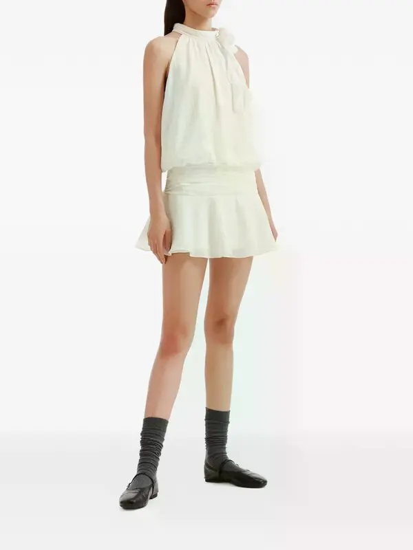 B+AB Ruffled Shirred-waist Mini Dress