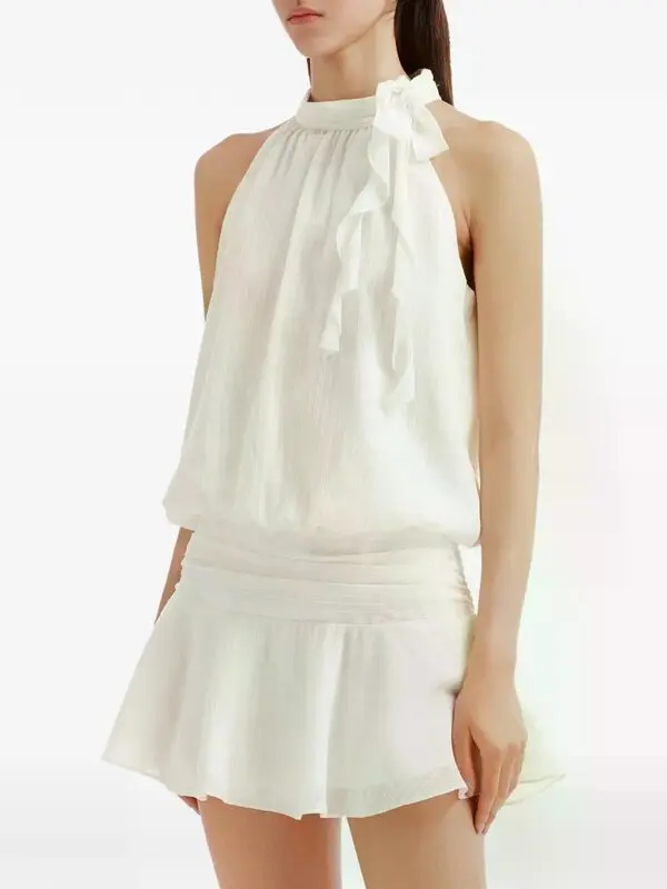 B+AB Ruffled Shirred-waist Mini Dress