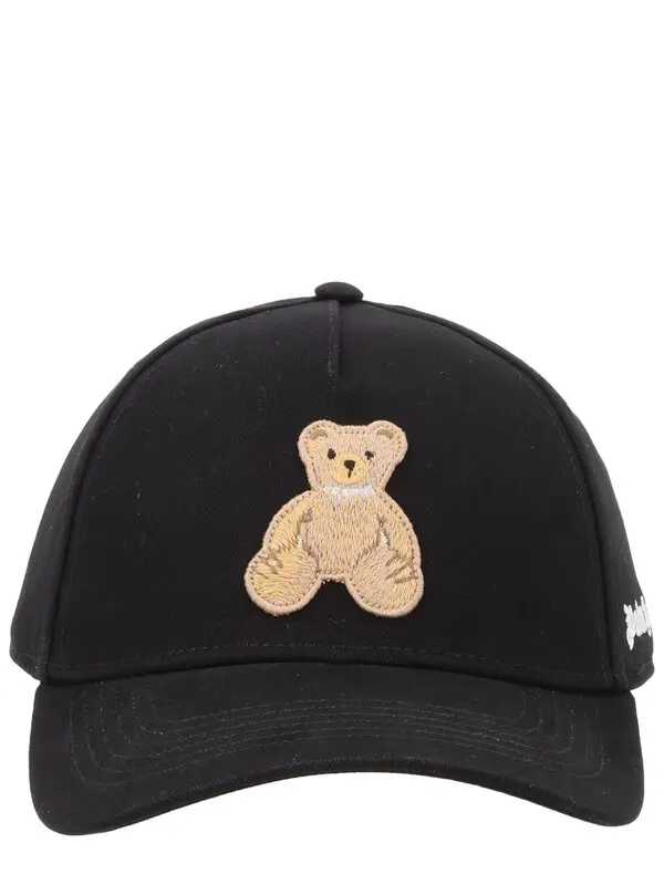 Palm Angels Baseball Cap With Bear Applique - Black
