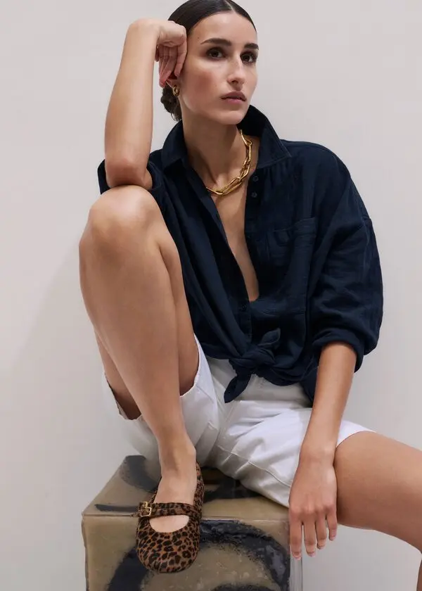 ME+EM Cheesecloth Relaxed Shirt - Navy