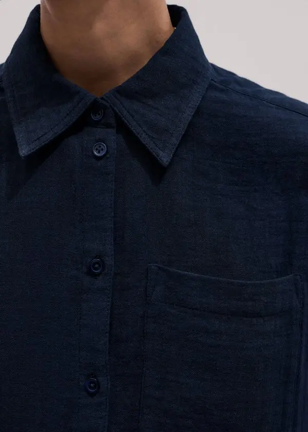 ME+EM Cheesecloth Relaxed Shirt - Navy