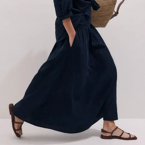 ME+EM Cheesecloth Relaxed Shirt - Navy