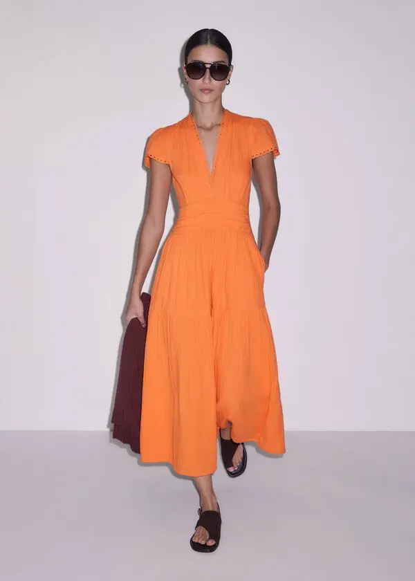 ME+EM Fit + Flare Maxi Dress - Sunny Orange