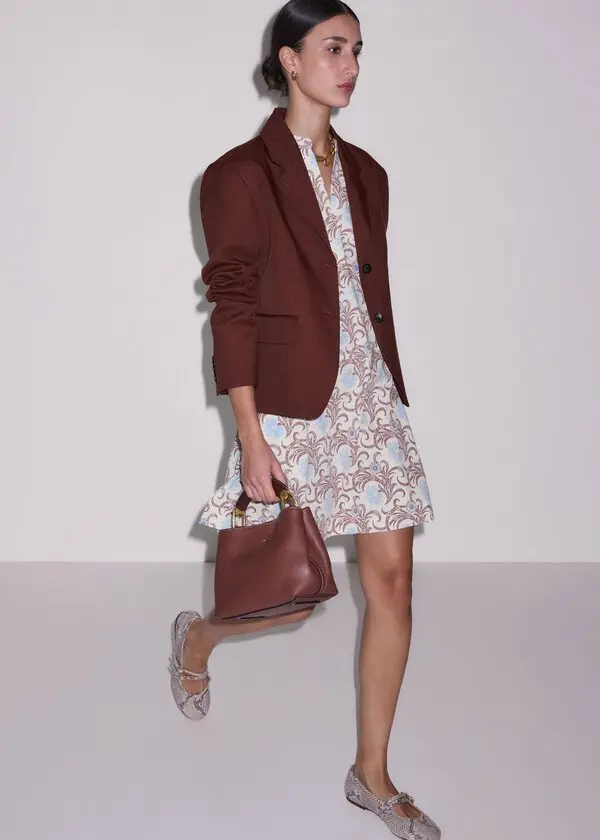 ME+EM Floral Print Swing Dress - Light Cream Multi