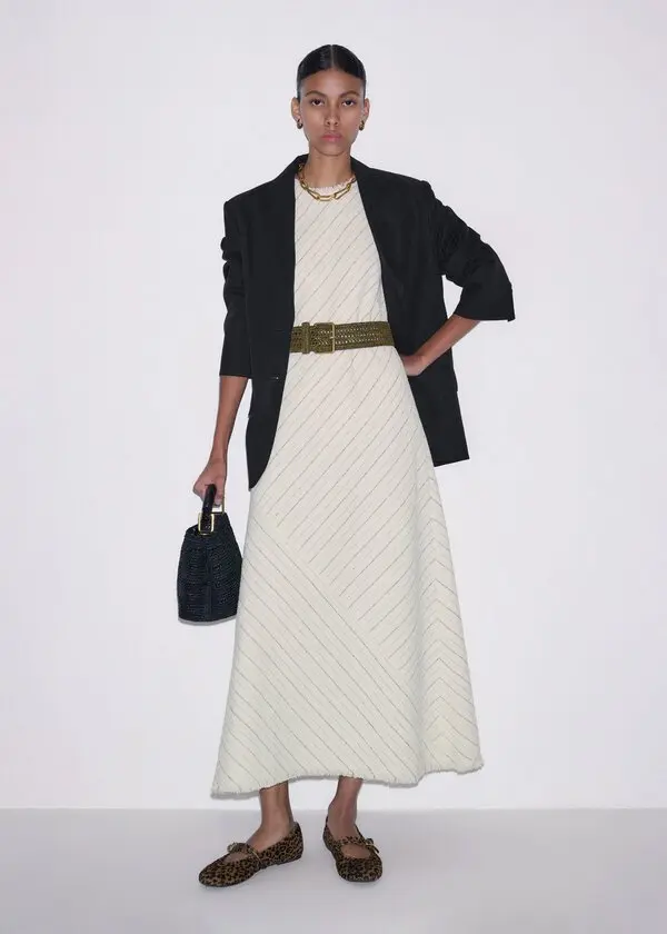 ME+EM Textured Stripe Bias Cut Maxi Dress