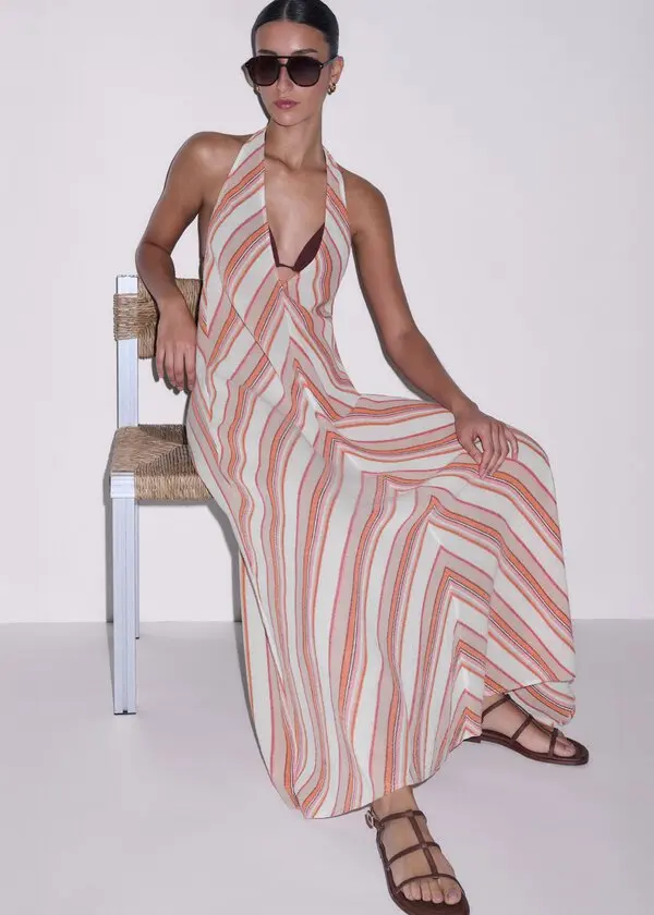 ME+EM Cotton Stripe Maxi Dress With Belt