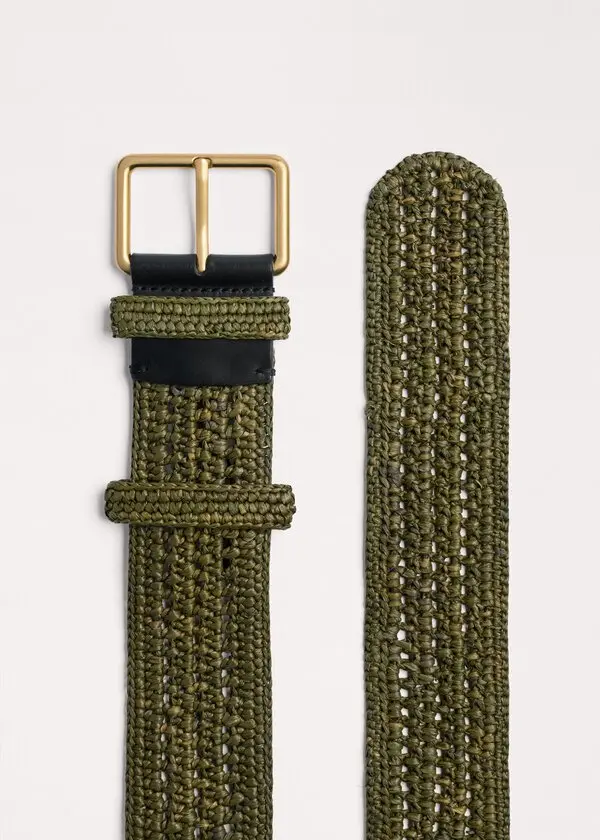 ME+EM Wide Raffia Belt - Olive