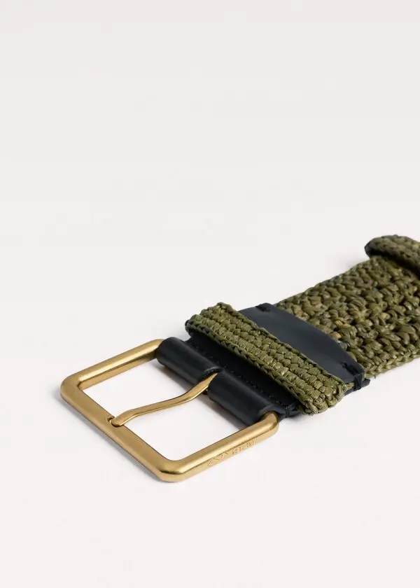 ME+EM Wide Raffia Belt - Olive