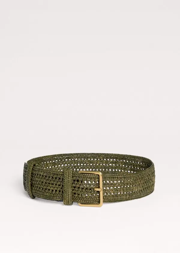 ME+EM Wide Raffia Belt - Olive