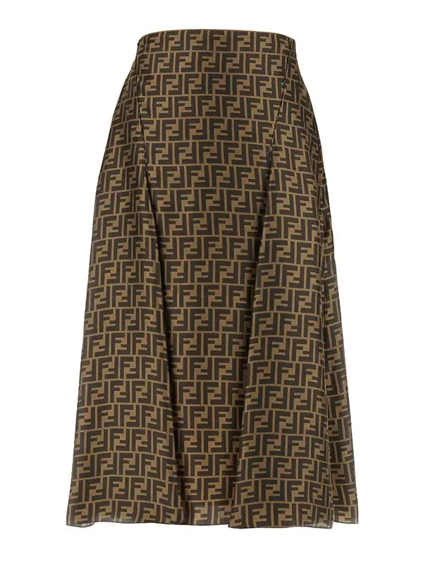 Fendi Ff Twill Skirt - Brown