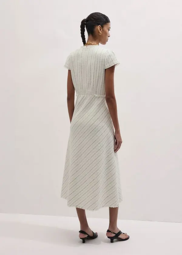 ME+EM Textured Stripe Fit And Flare Midi Dress