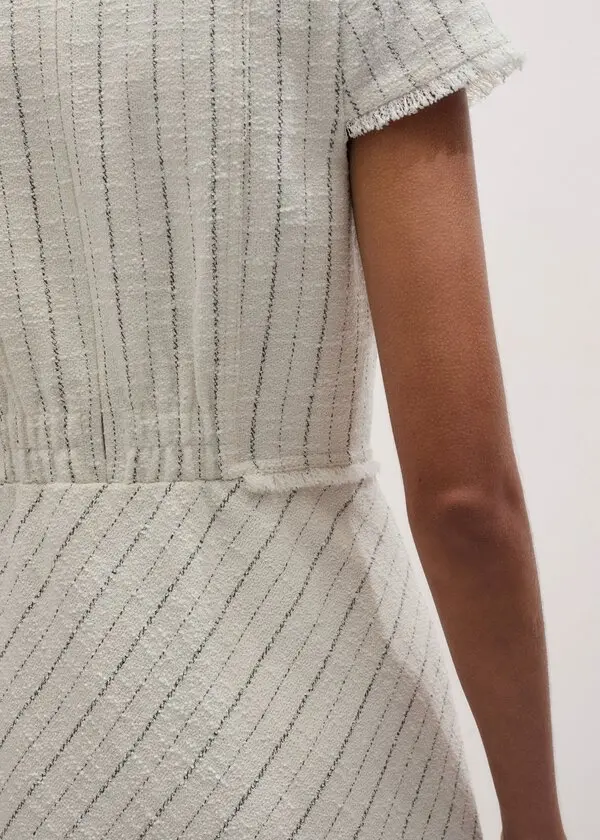 ME+EM Textured Stripe Fit And Flare Midi Dress