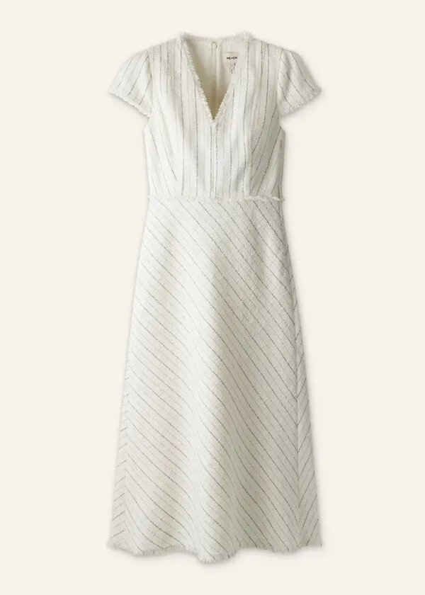 ME+EM Textured Stripe Fit And Flare Midi Dress