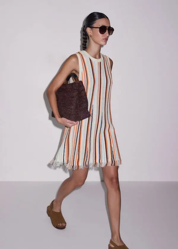 ME+EM Textured Stripe Mini Dress
