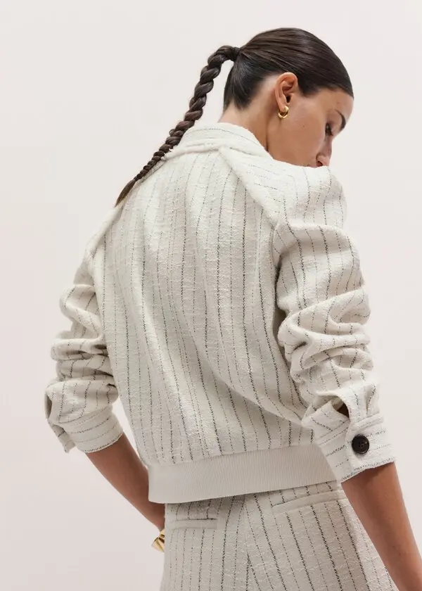 ME+EM Striped Textured Bomber Jacket