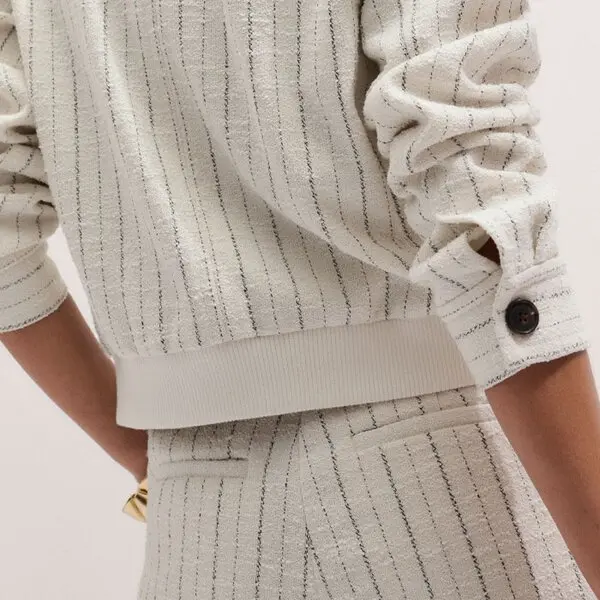 ME+EM Striped Textured Bomber Jacket