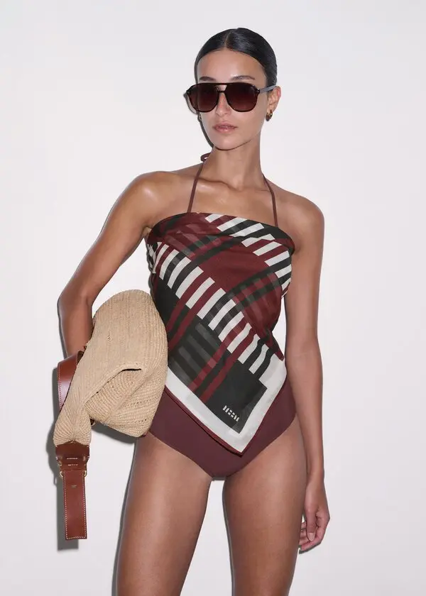 ME+EM Mixed Block Stripe Scarf - Cinnamon Multi