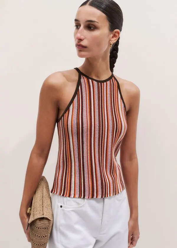 ME+EM Slim Knit Striped Tank