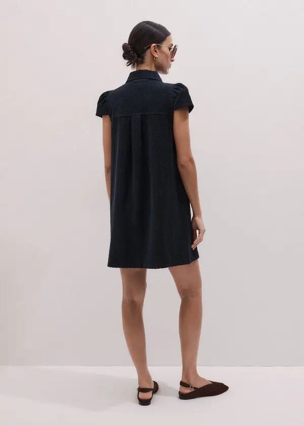 ME+EM Jacquard Towelling Mini Dress - Navy