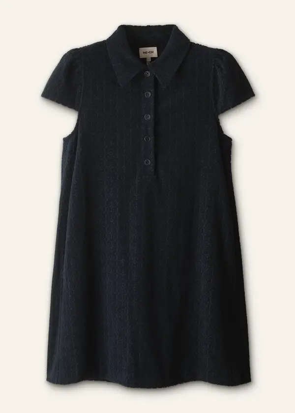 ME+EM Jacquard Towelling Mini Dress - Navy
