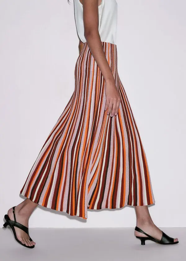 ME+EM Textured Stripe Knit Maxi Skirt