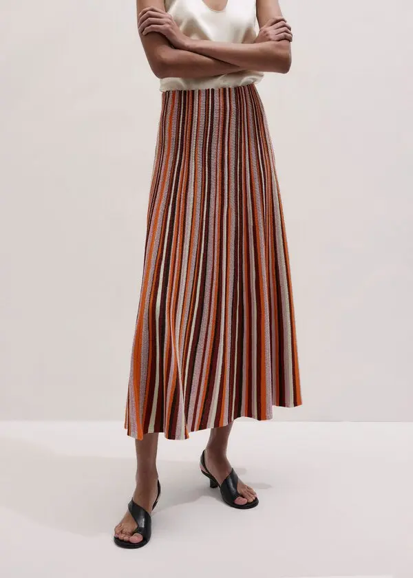 ME+EM Textured Stripe Knit Maxi Skirt