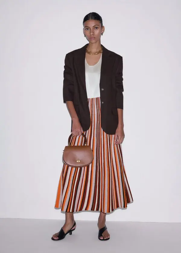 ME+EM Textured Stripe Knit Maxi Skirt