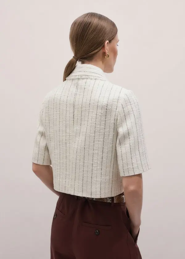 ME+EM Textured Stripe Cropped Jacket