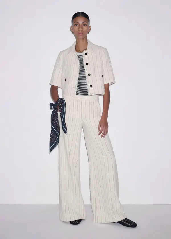 ME+EM Textured Stripe Cropped Jacket