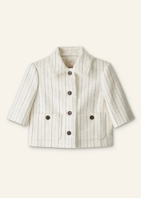 ME+EM Textured Stripe Cropped Jacket