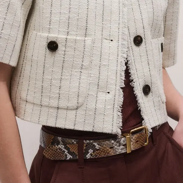 ME+EM Textured Stripe Cropped Jacket