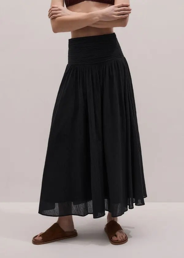 ME+EM Cotton Gauze Maxi Skirt With Slip - Black