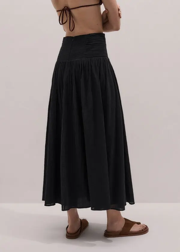 ME+EM Cotton Gauze Maxi Skirt With Slip - Black