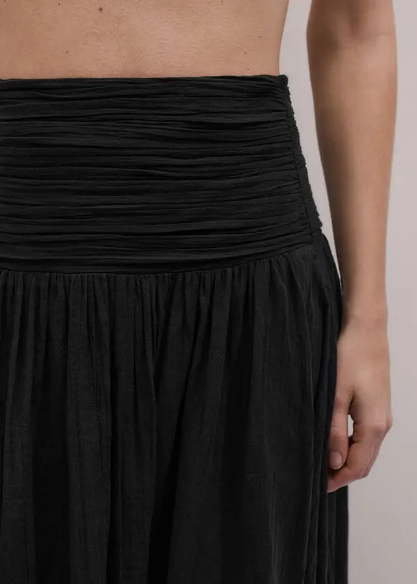 ME+EM Cotton Gauze Maxi Skirt With Slip - Black