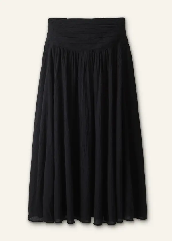 ME+EM Cotton Gauze Maxi Skirt With Slip - Black