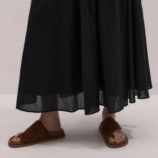 ME+EM Cotton Gauze Maxi Skirt With Slip - Black