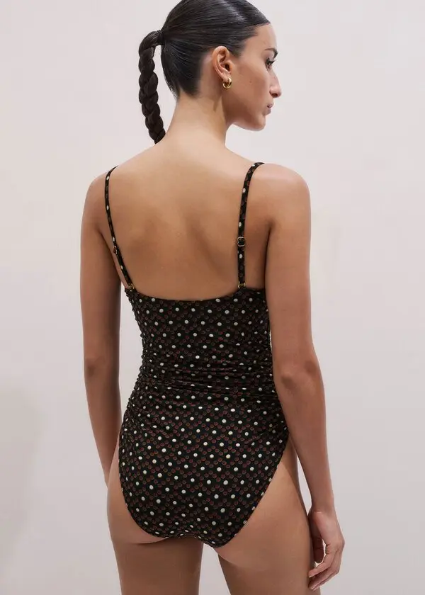 ME+EM Printed Ruched Swimsuit - Cinnamon Multi