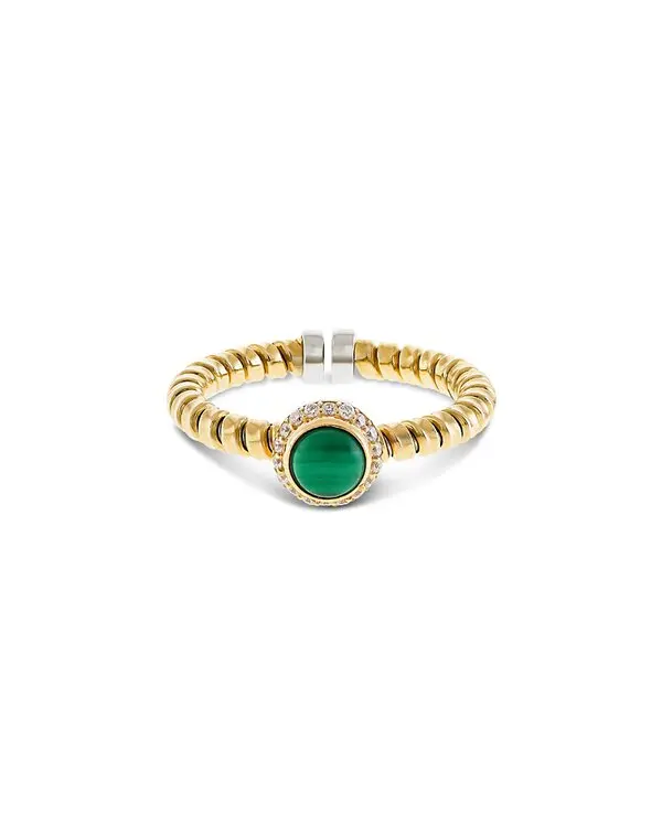 ALBERTO MILANI 18k Yellow Diamond And Malachite Ring - Gold