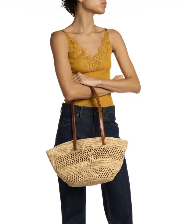 Saint Laurent Panier Raffia Bag - Natural